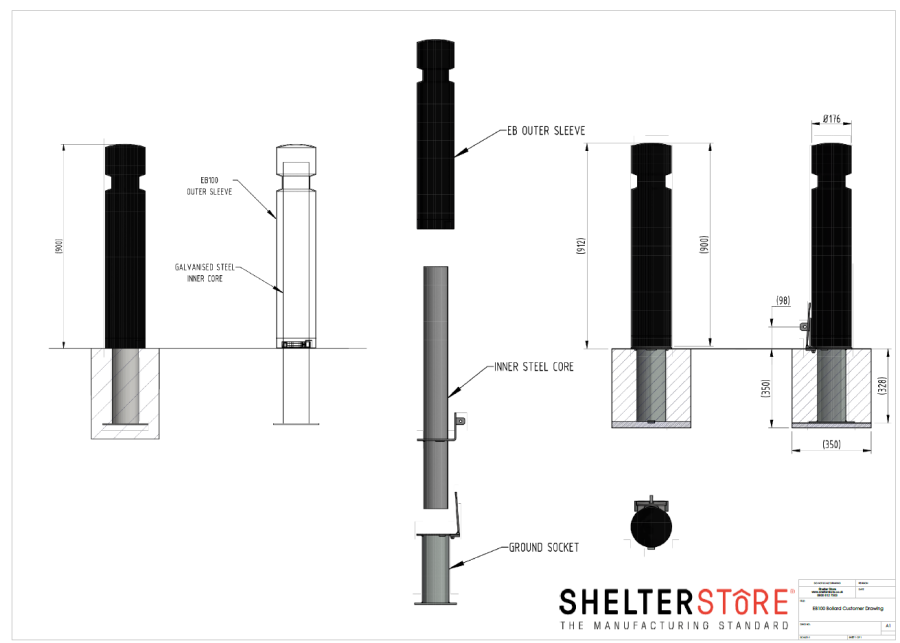 Bollard Design Standards Large Recess Stainless Steel Bollard